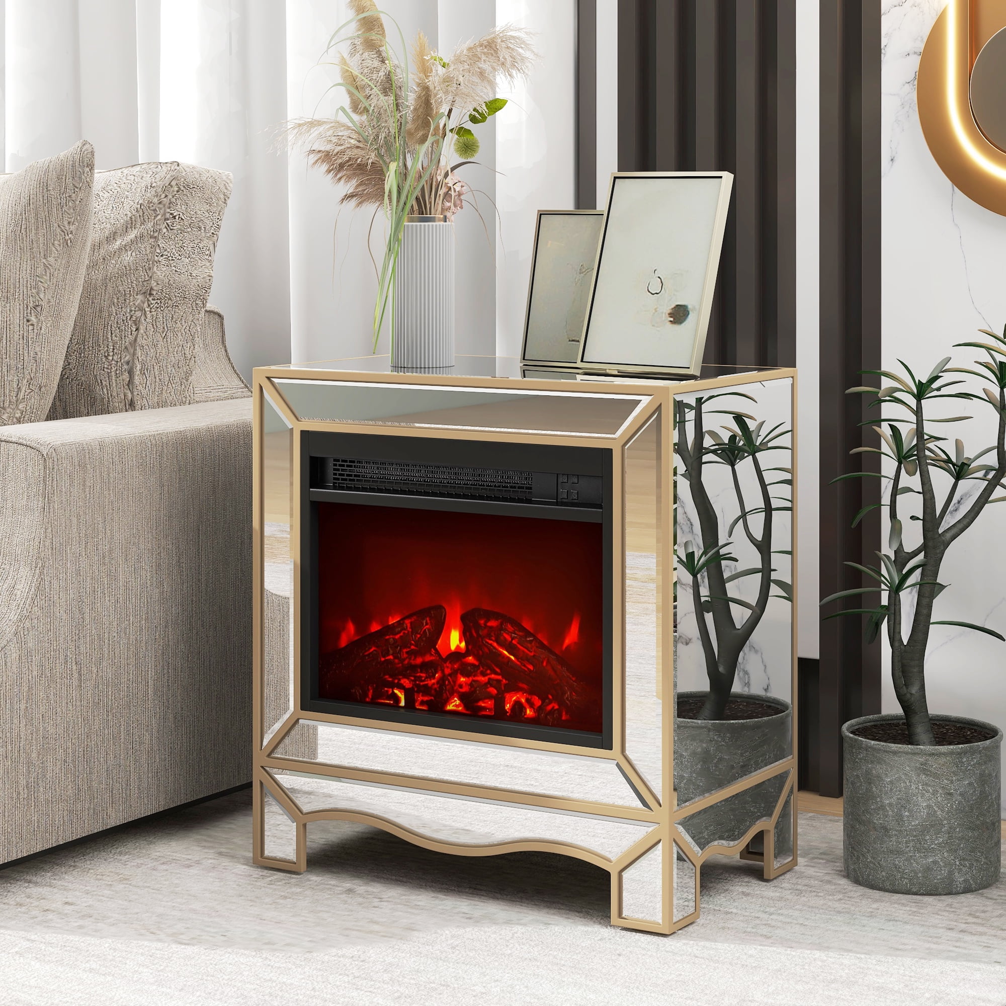 Electric Fireplace Heater, Freestanding Electric Fireplace 1500W ...