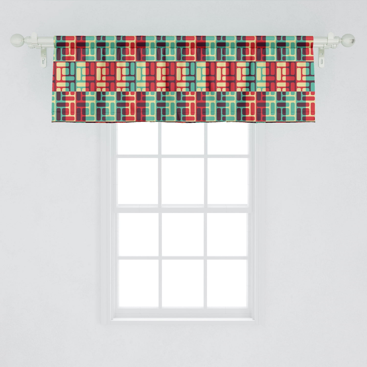 Ambesonne Geometric Window Valance, Colorful Illustration with Stripes ...