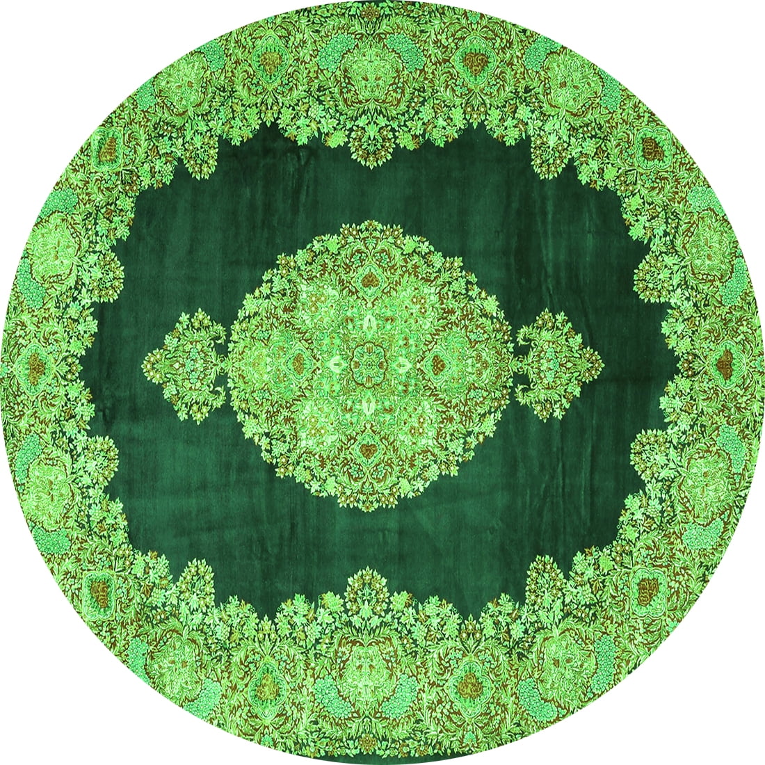 Ahgly Company Indoor Round Medallion Green Traditional Area Rugs, 5 ...