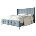 Castle Place Luxury Glam Twin Size Velvet Upholstered Bed, Light Blue ...