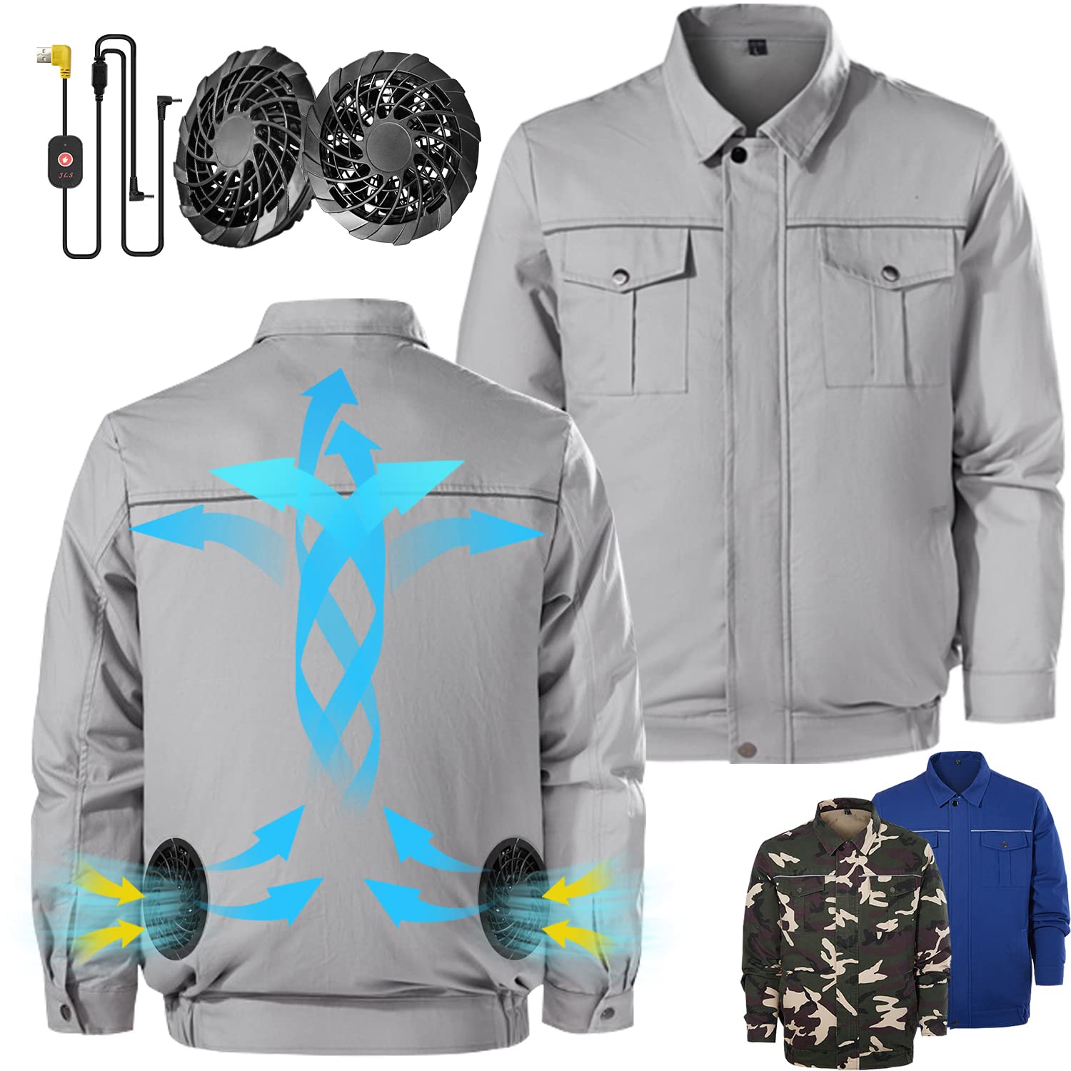 Cooling Fan Jacket for Men Women - Battery Powered 3 Speed Control Air ...