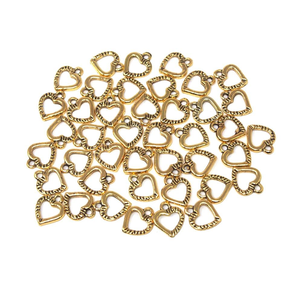 Small Heart Metal Charms, Gold, 1/2-Inch, 42-Count - Walmart.com