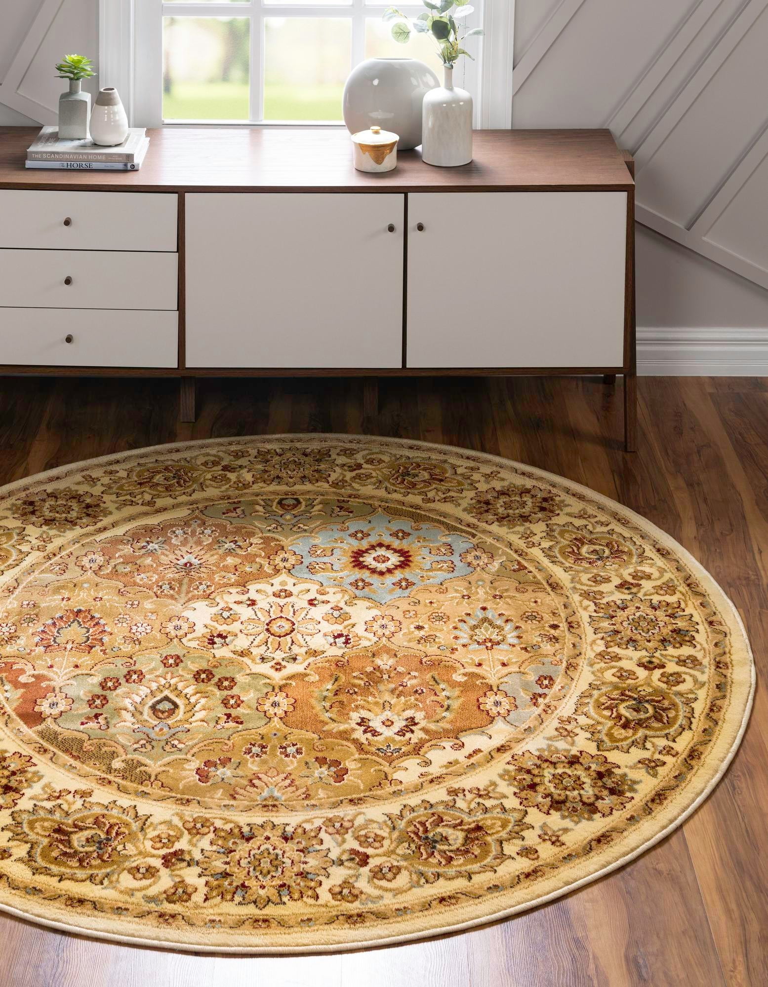 Rugs.com Aditi Collection Rug – 7' 10 Round Cream Low Rug Perfect For ...