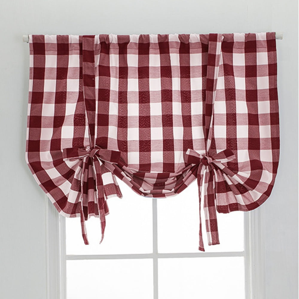 Buffalo Check Plaid Gingham Custom Fit Farmhouse Window Curtain Tie Up ...
