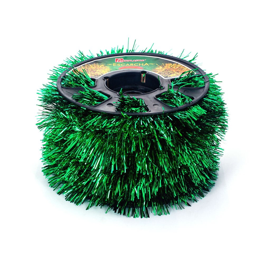 Rollo De Escarcha Navideña 20 Metros Boa Metálica Verde Naviplastic ...