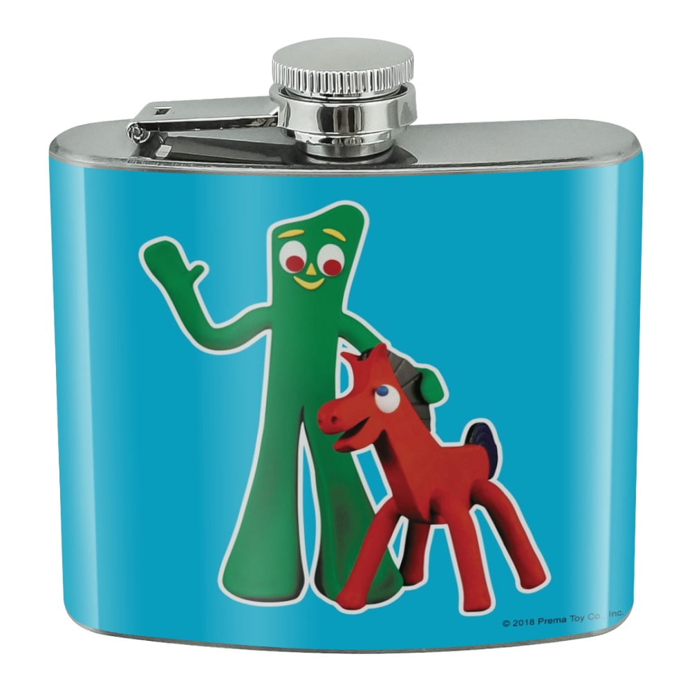 Gumby Pokey Best Friends Clay Art Stainless Steel 5oz Hip Drink Kidney ...