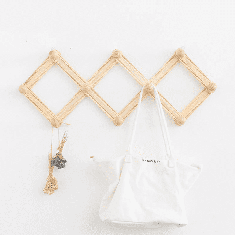 Happon Expandable Accordion Style Mounted Wooden Wall Rack 10 Hooks ...