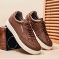 Men'S Lychee Pattern Sneakers, Brown Vintage Low-Top Casual Shoes ...