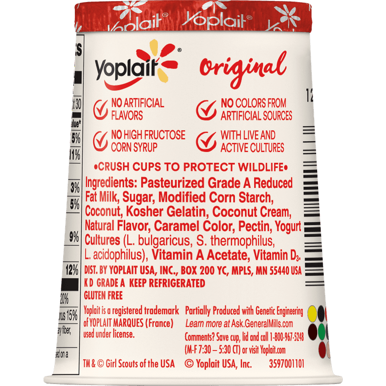 Yoplait Yogurt Nutrition Label
