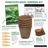 Genovese Basil Garden Kit - Grow Non GMO Herbs at Home, Includes Pots ...
