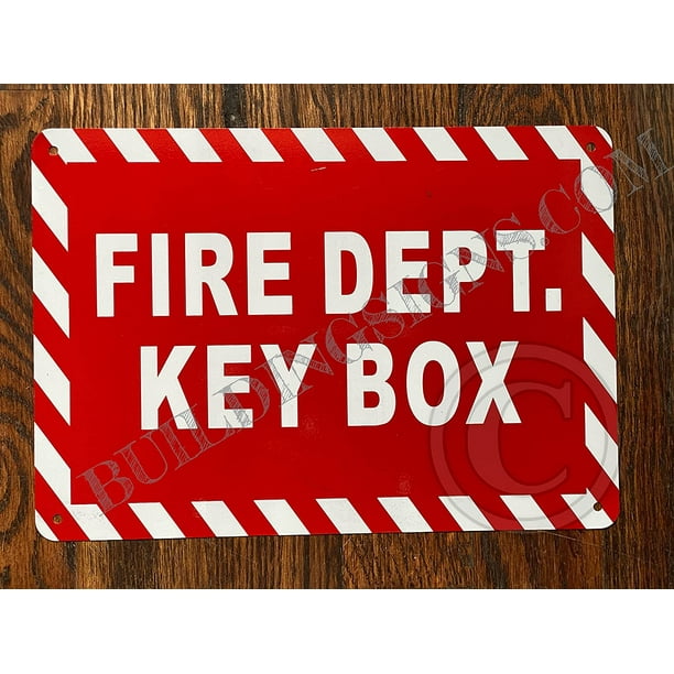 FIRE DEPT Key Box Sign (RED, Reflective, Aluminium 7X10,Rust Free ...