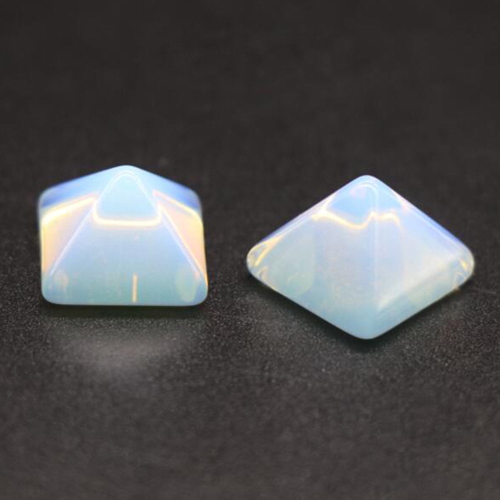 Home Statue Green Aventurine White Crystal Blue Point Jade Pyramid Pattern Healing Stone Mini ...