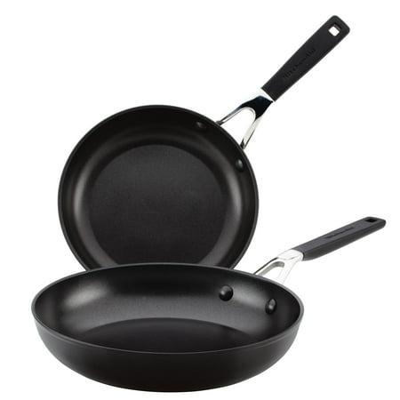 KitchenAid Hard Anodized Nonstick Frying Pan Set, 2-Piece, Onyx Black ...