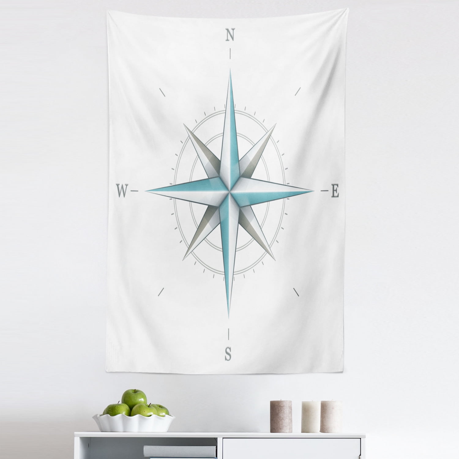 Compass Tapestry, Antique Wind Rose Diagram for Cardinal Directions ...