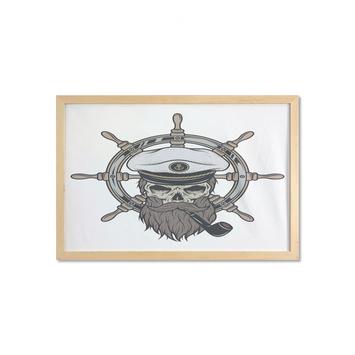 Skull Wall Art with Frame, Captain Pirate in Sailor Hat Beard and ...