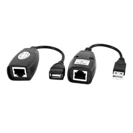 2 Pcs CAT5 Cat5e Cat6 RJ45 USB Extension Extender Adapter Cable up to ...