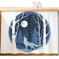 Blue Wolf Cabinet Curtains 28"W x 35"L, Christmas Tree Forest Scissors ...