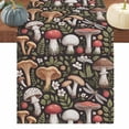 Autumn Forest Mushroom Leaf Table Runner 13x70in Non-Slip Cotton Linen ...