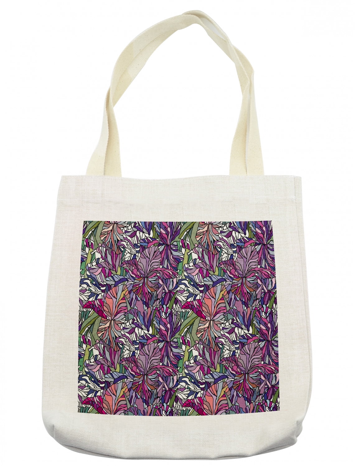 Floral Tote Bag, Tropical Jungle Rainforest Abstraction Narcissus Iris ...