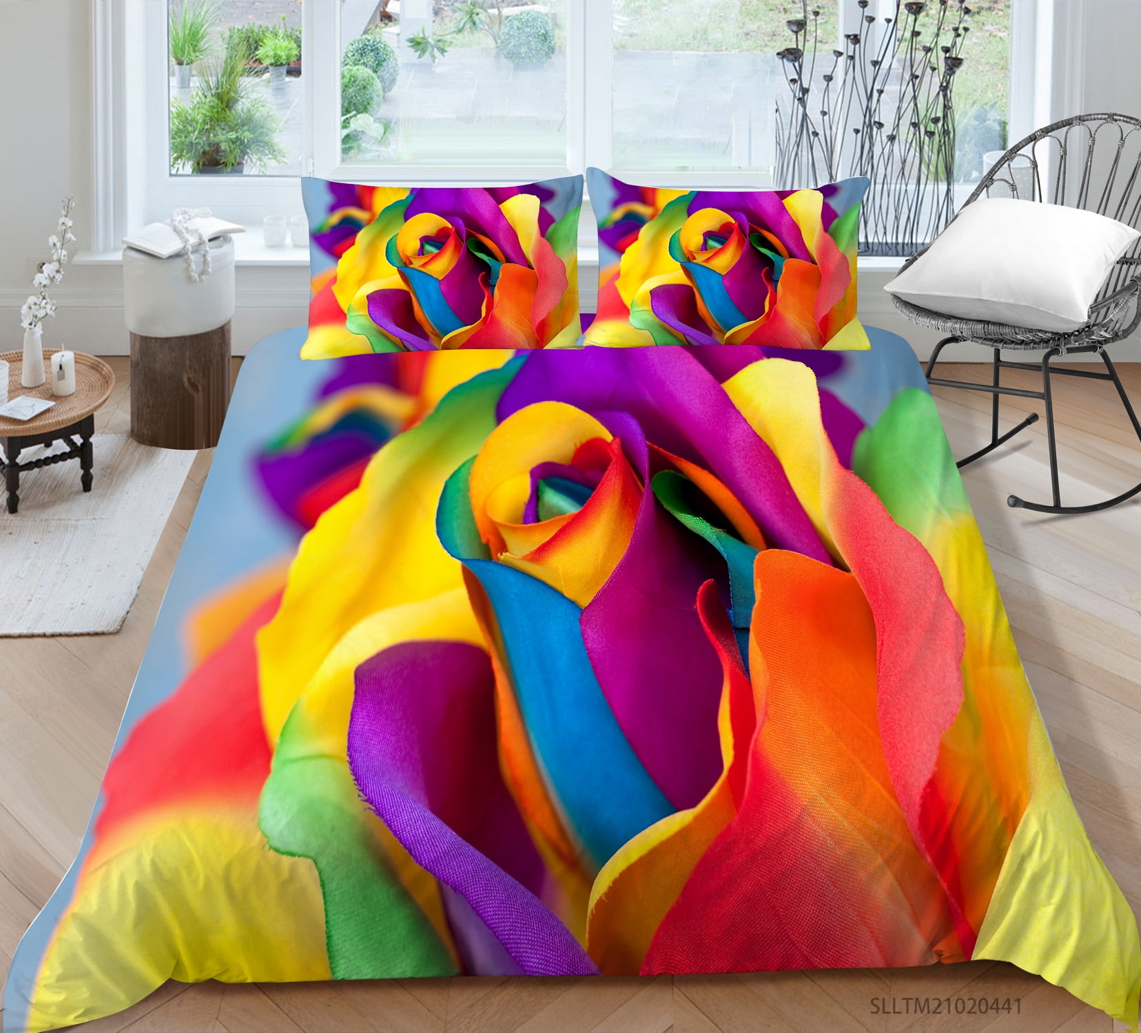 Wenjialing Fashionable 3d Flowers Printing Duvet Cover Set Highend