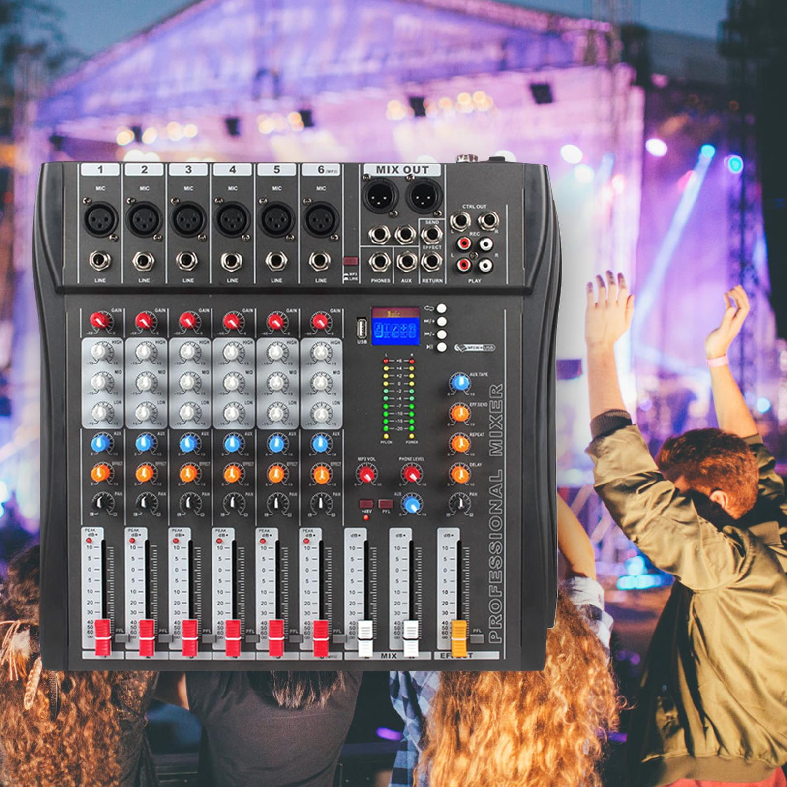 Mezclador de Audio de 6 canales, consola mezcladora de sonido, conector de micrófono XLR ...