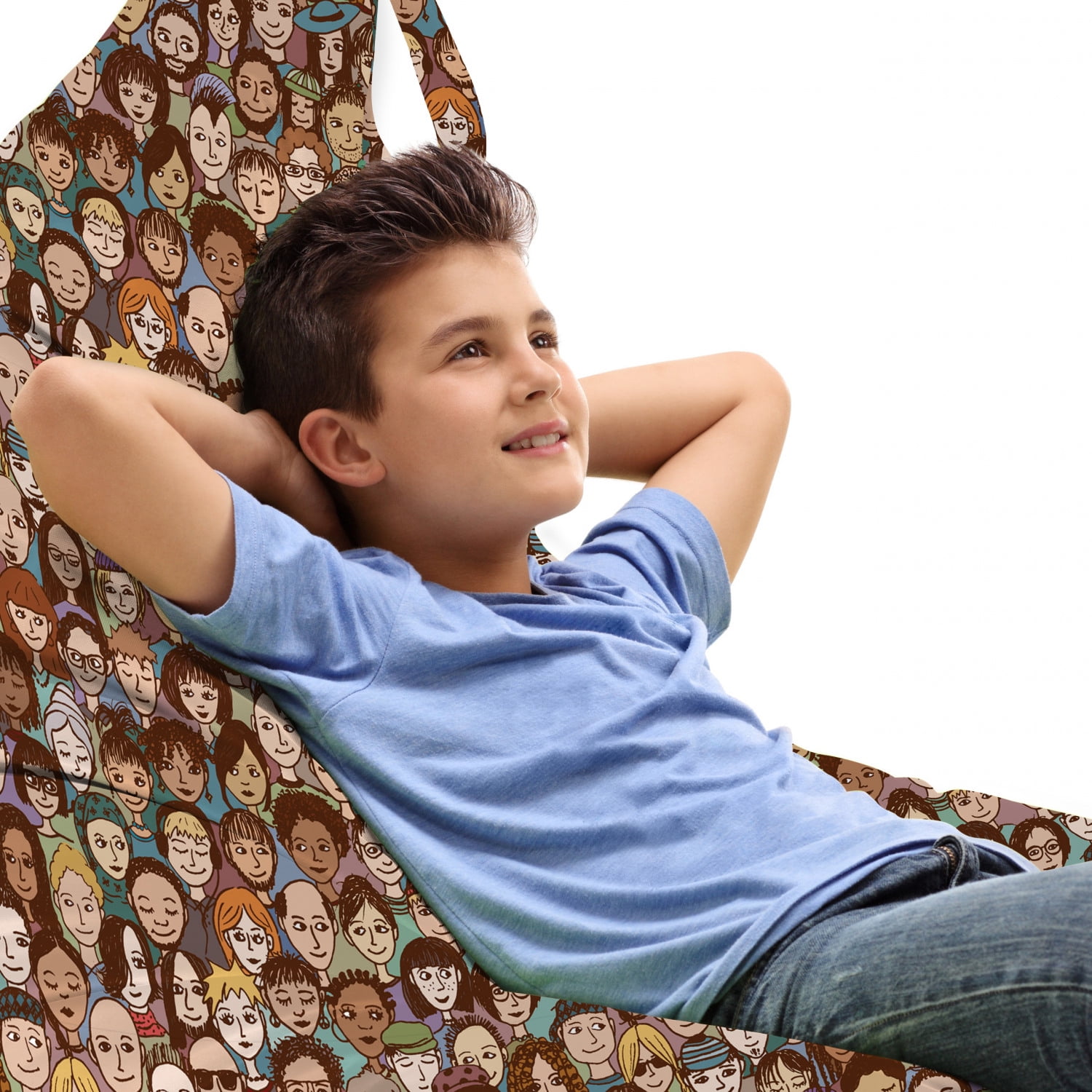 People Lounger Chair Bag, Human Faces with Adults Young Teenagers ...
