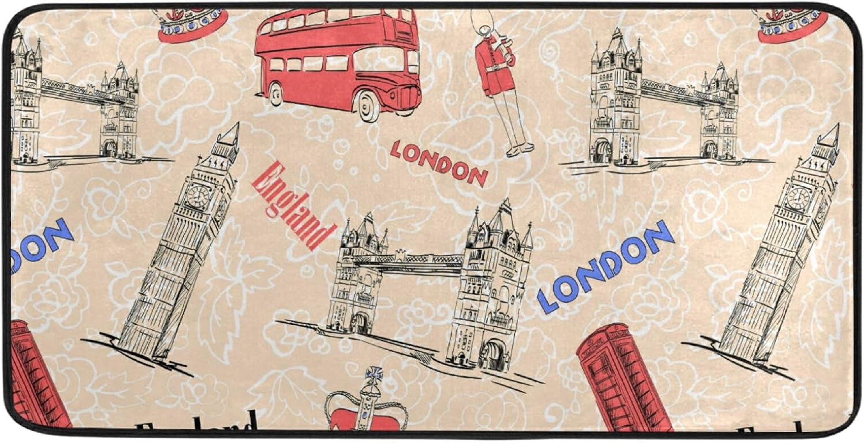 London Big Ben Red Bus Crown Human Area Rug Front Door Mats Carpets ...