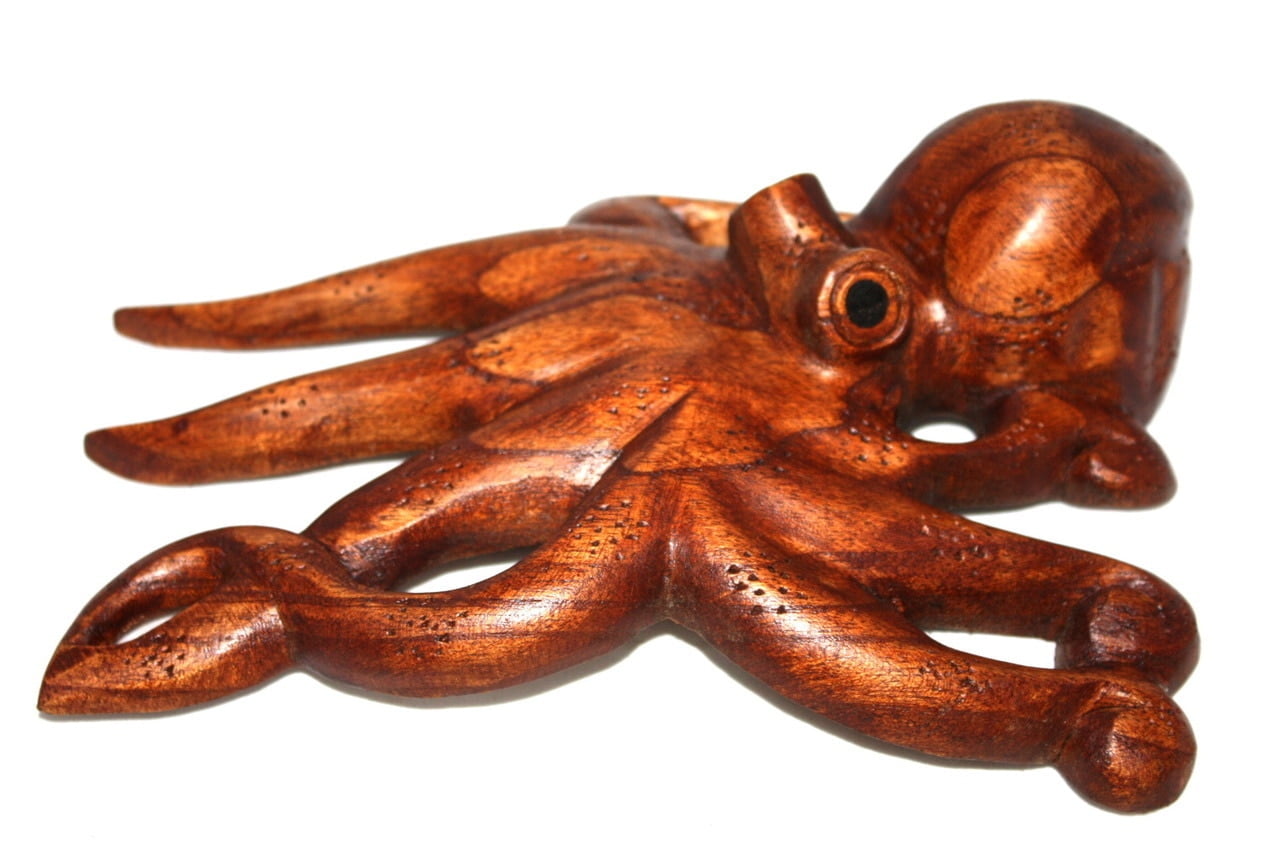 Sculpture Hand Carved 10 Hawaiian Octopus Tako HE'E #non0520 Art ...