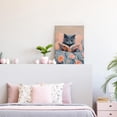 Affixzi Cat Reading Book Wall Art, Cute Gray Kitten Print, Animal ...