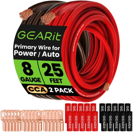 Pyle 1200 Watt Car Audio Wiring Kit, 20ft 4 Gauge Red Power Wire, 4ft 4 ...