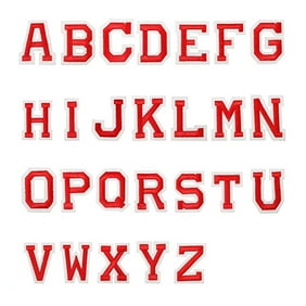 Alphabet Letter - E - Color Red - 2" Block Style - Iron On Embroidered ...