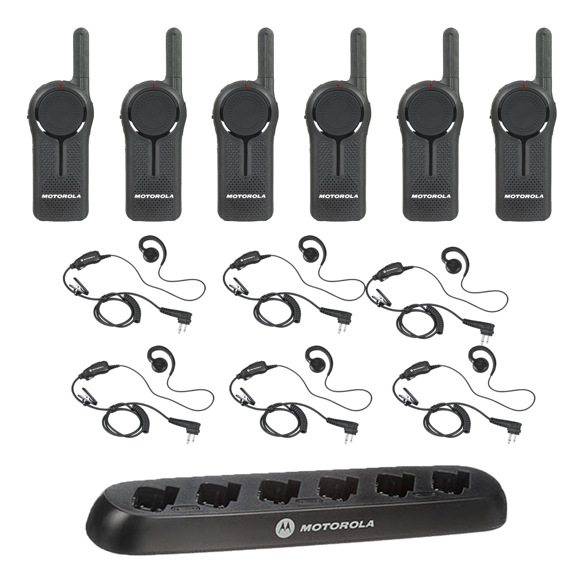 Motorola DLR1020 6 Pack Bundle with Earpieces and 6 Bank Charger - Walmart.com