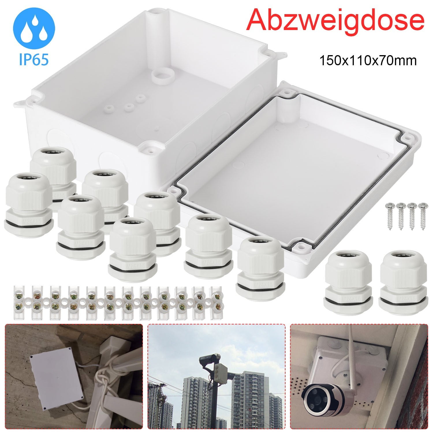Sufanic Waterproof Junction Box with 10 M24x1.5 Cable Glands with ...