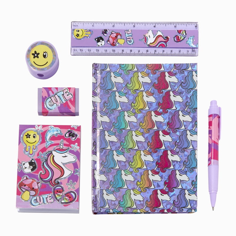 Click here for Claires 6 Piece Y2k Unicorn Purple Stationery Set... prices