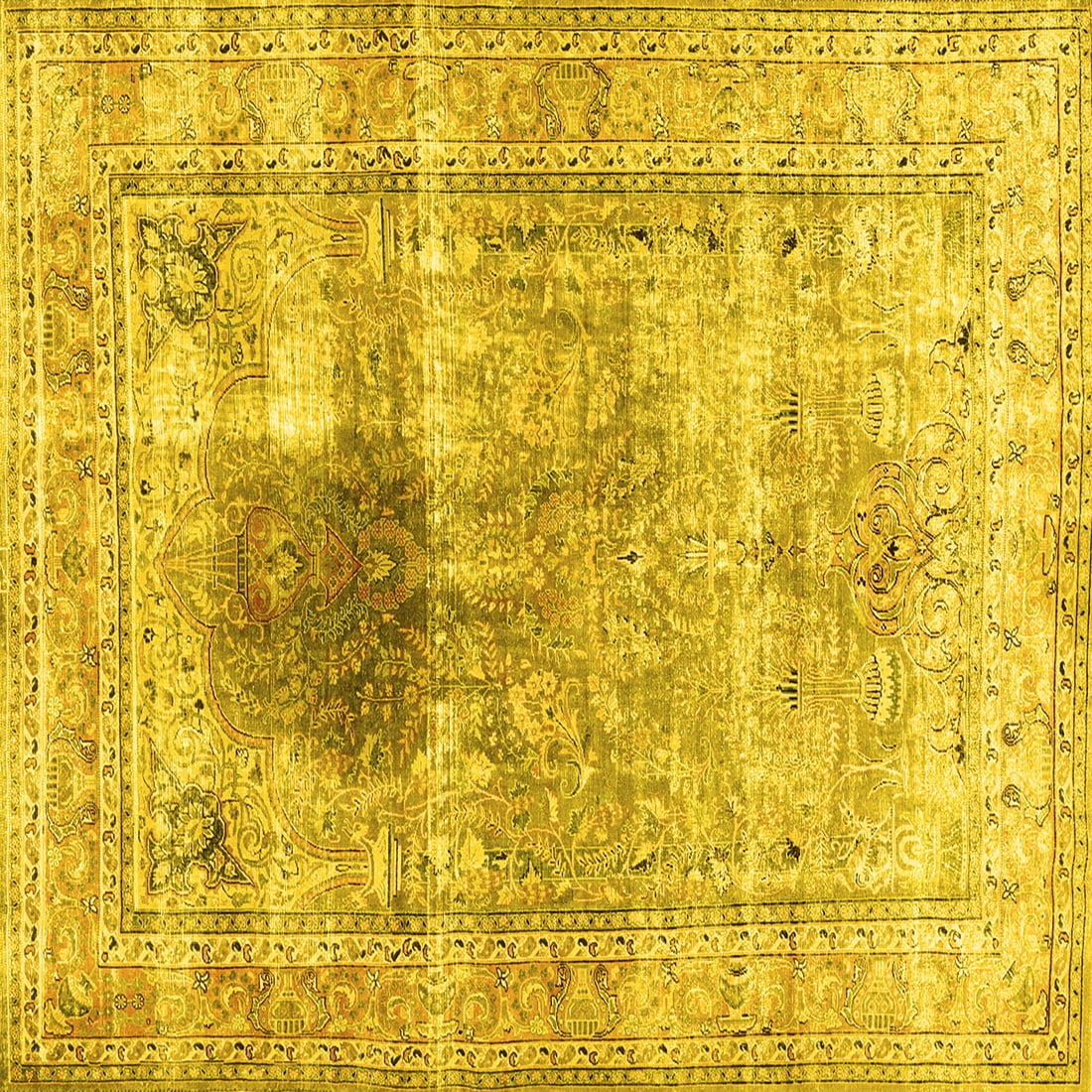 Ahgly Company Indoor Square Persian Yellow Traditional Area Rugs, 6 ...