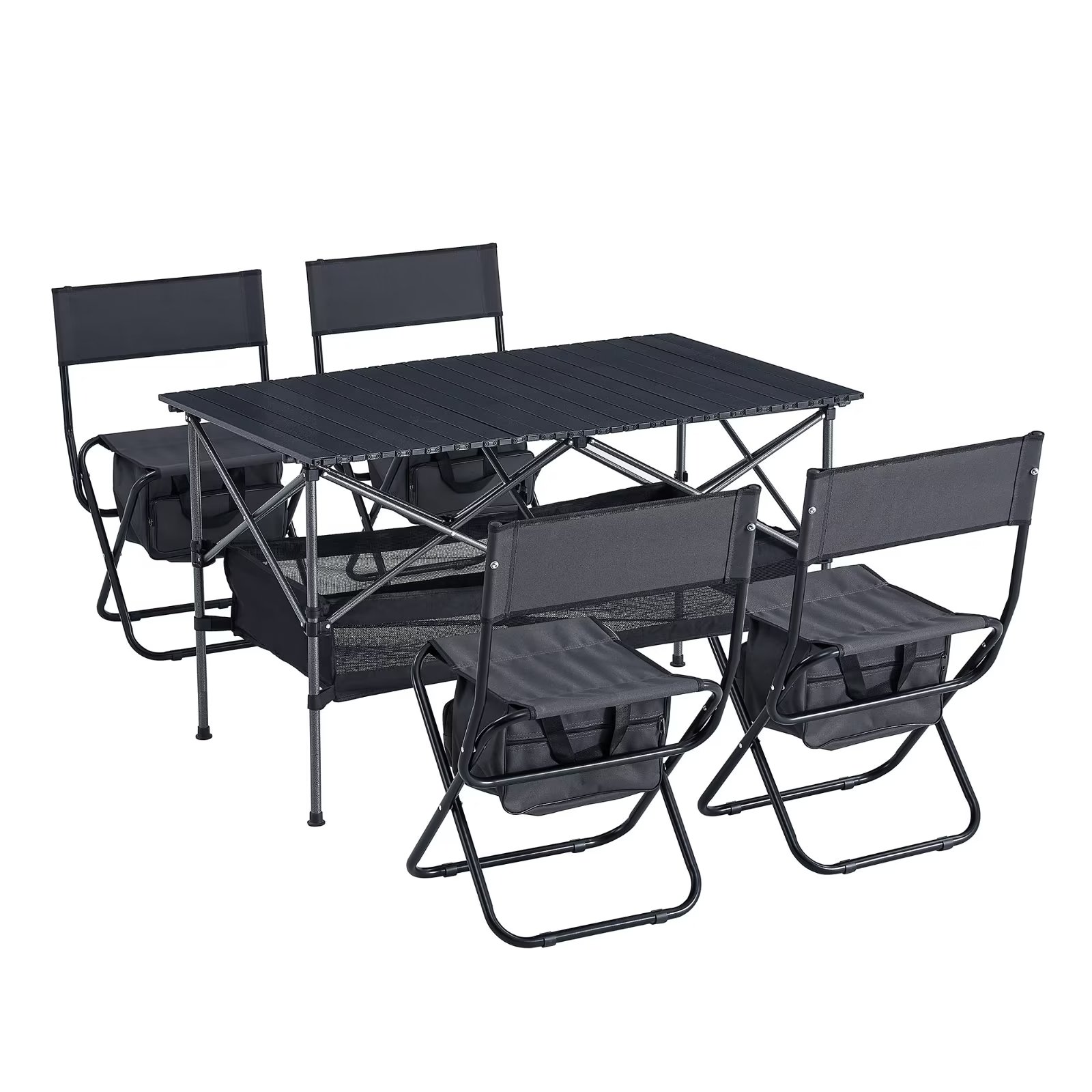 Set of 5 Folding Outdoor Table and Chair Set, Portable Camping Table ...