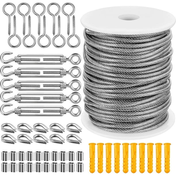 Garden Wire And Cable Railing Kits, 30m/100ft Pvc Coated Heavy Duty 304 Stainless Steel Cable ...