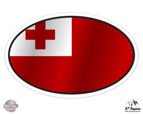 Tonga Flag Oval - 7" Vinyl Sticker - For Car Laptop I-Pad - Waterproof ...