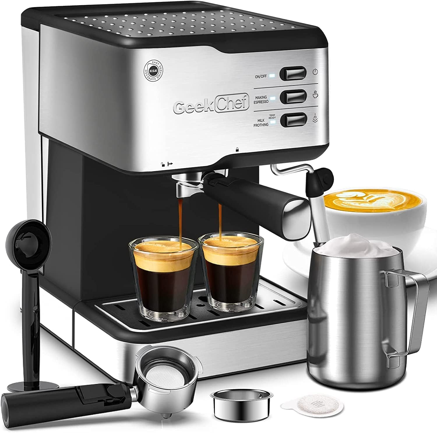 Geek Chef Espresso Machine Coffee Machine 20 Bar Pump Cappuccino Latte ...