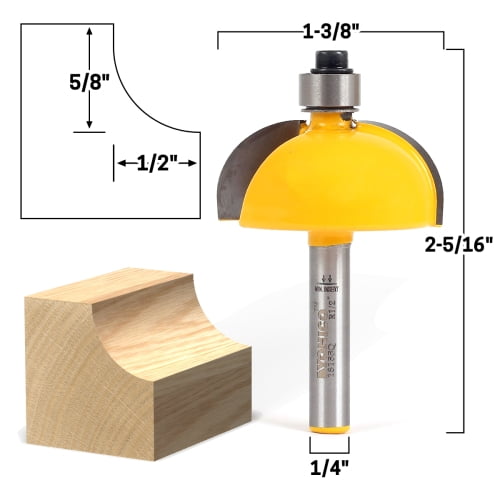 Yonico 1/2" Radius Cove Edge Forming Router Bit - 1/4" Shank - 13155q ...