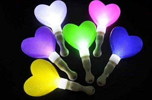 LED Flashing light up stick Multi Color Flashing Heart Hand Light x 12 ...