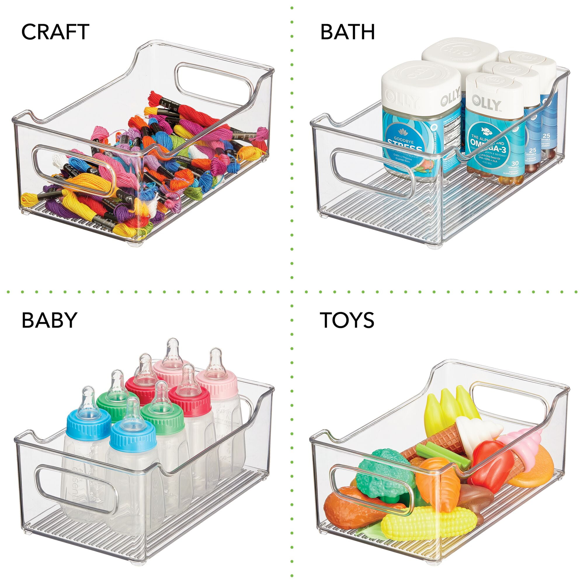 Buy mDesign Modern Plastic Open Front Dip Storage Organizer Bin Basket ...