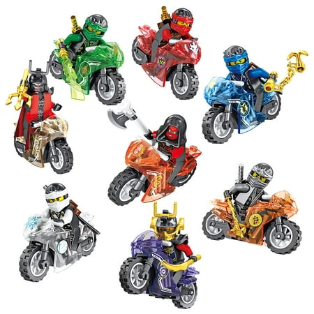 8pcs Ninjago Motorcycle Set Minifigures Ninja Mini Figures Blocks Toys ...