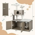 Gymax Cat Tree with Litter Box Enclosure 2-in-1 Modern Cat Tower with ...