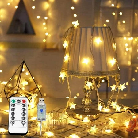Star Shaped String Lights with Remote Control, 80 10m USB LEDs, 8 ...