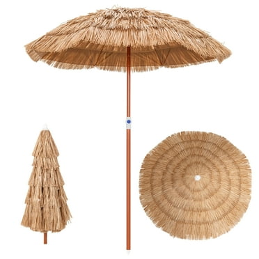 6.5FT Thatched Tiki Patio Umbrella - Hawaiian Style Hula Grass Umbrella ...