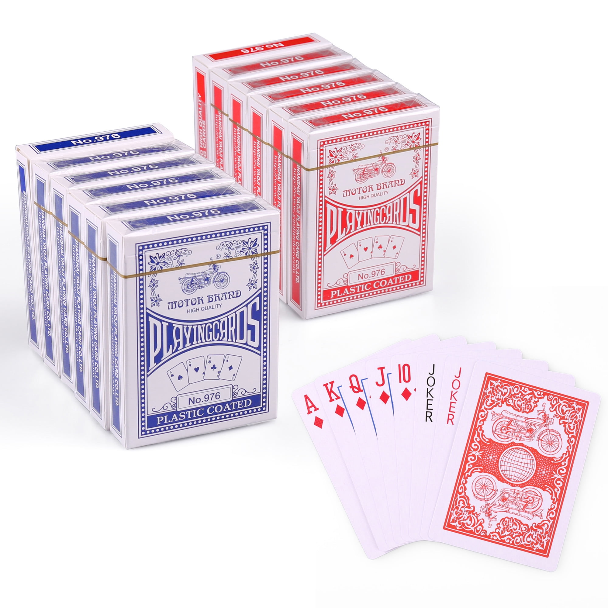 LotFancy 12 Decks Playing Cards, 6 Blue and 6 Red, Poker Size, Standard ...