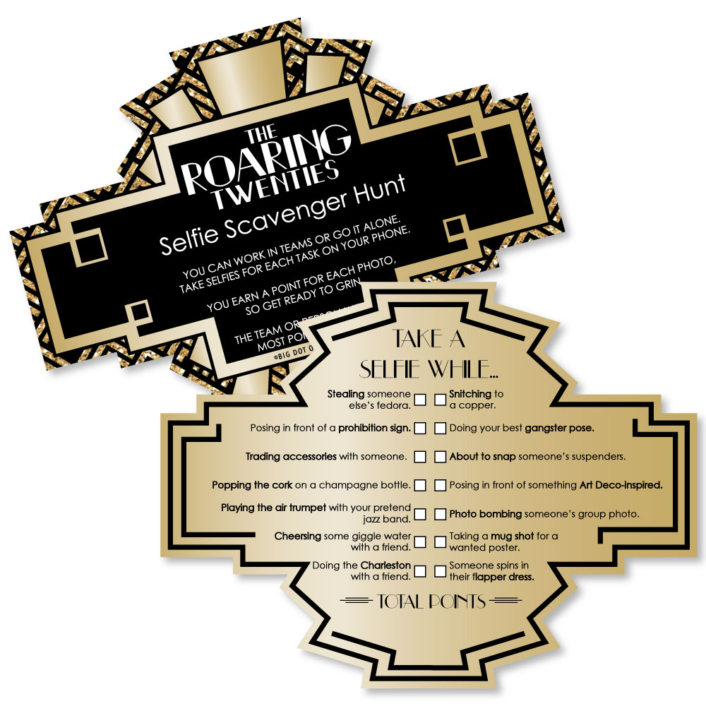Roaring 20 s Selfie Scavenger Hunt 1920s Art Deco Jazz Party Game Roaring 20 s Selfie Scavenger Hunt 1920s Art Deco Jazz Party Game