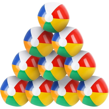 13 Inch Diameter Inflatable Beach Balls Bulk 10 Packs, 6 Colored Beach ...