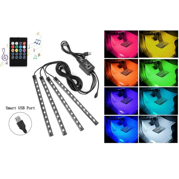 FunTech LED Music Sync Car Interior Under the dash Lights with Remote ...